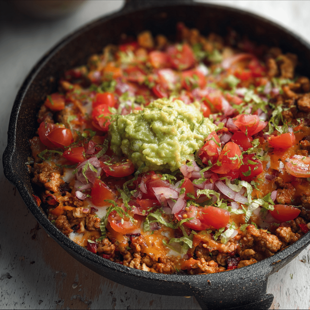 Turkey Taco Skillet with Pico and Guac