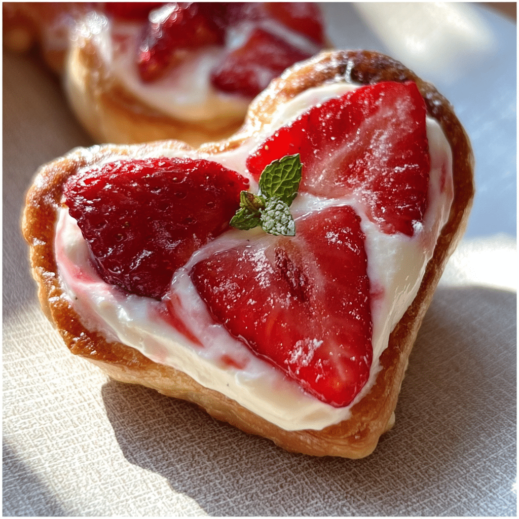 Delicious Strawberry Cream Cheese Heart Danishe