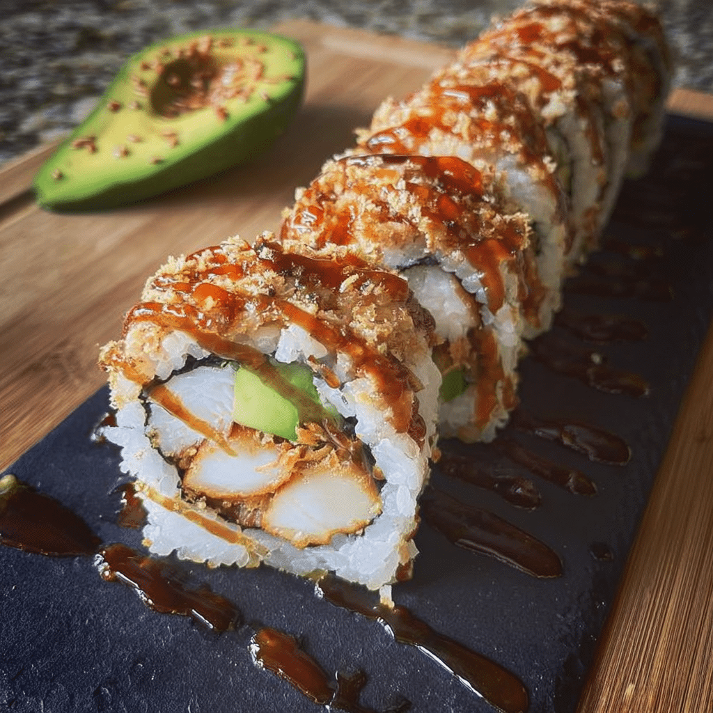 Homemade California Crunch Roll Sushi