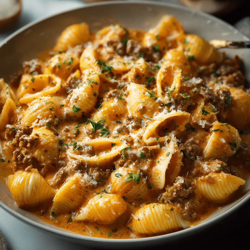 Creamy One-Pot Beef & Shells