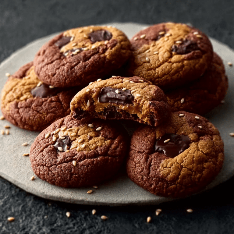 Miso Peanut Butter Cookies with Chocolate and Sesame Seeds