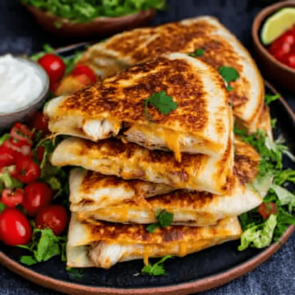 Bacon Ranch Chicken Quesadilla Stack